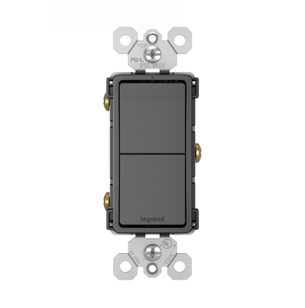 Two Single Pole Decora Switches Combination Device Matte Black Finish ...